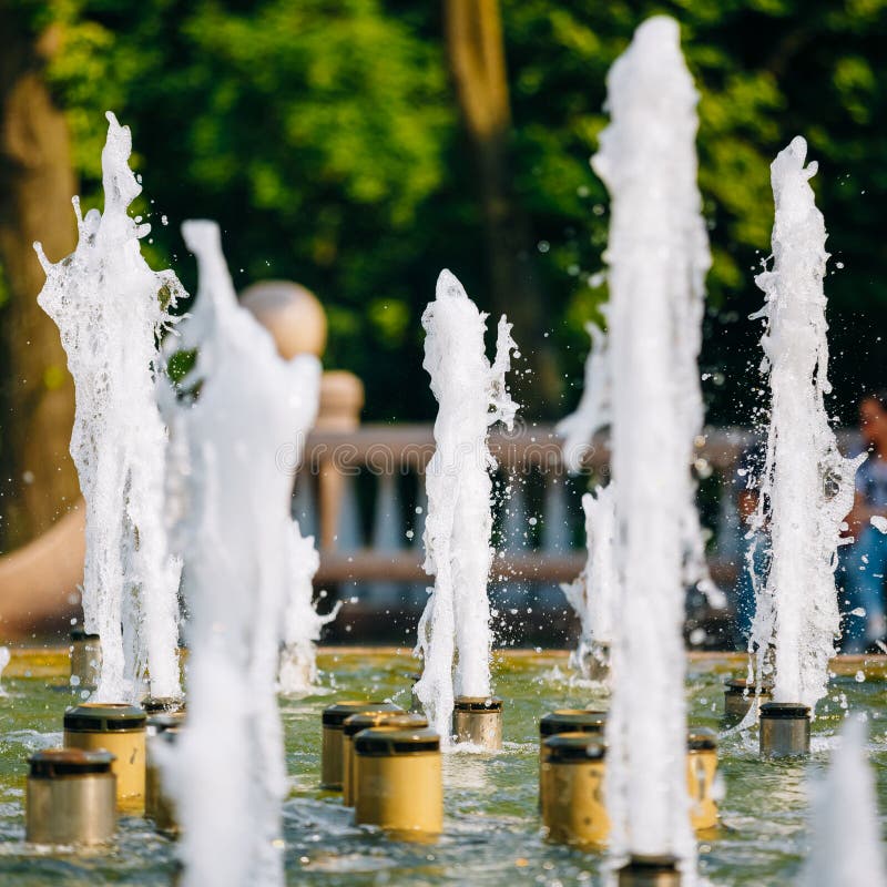 Water Stream Splashing on Ground, Fountain Stock Image - Image of ...