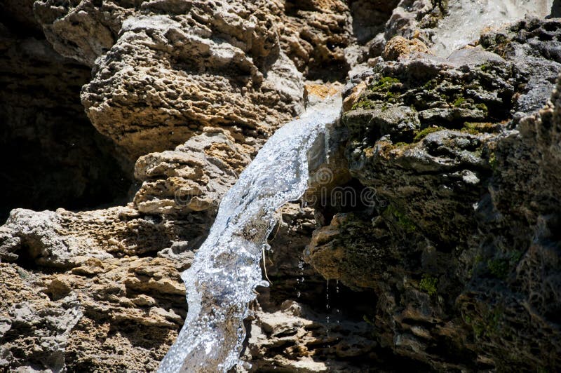Water Stream Steep Falling Over Rocky Ledge, Waterfall Stock Image ...