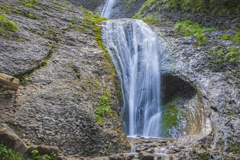 Mountain Stream and Waterfall on Rocks Stock Photo - Image of freshness ...