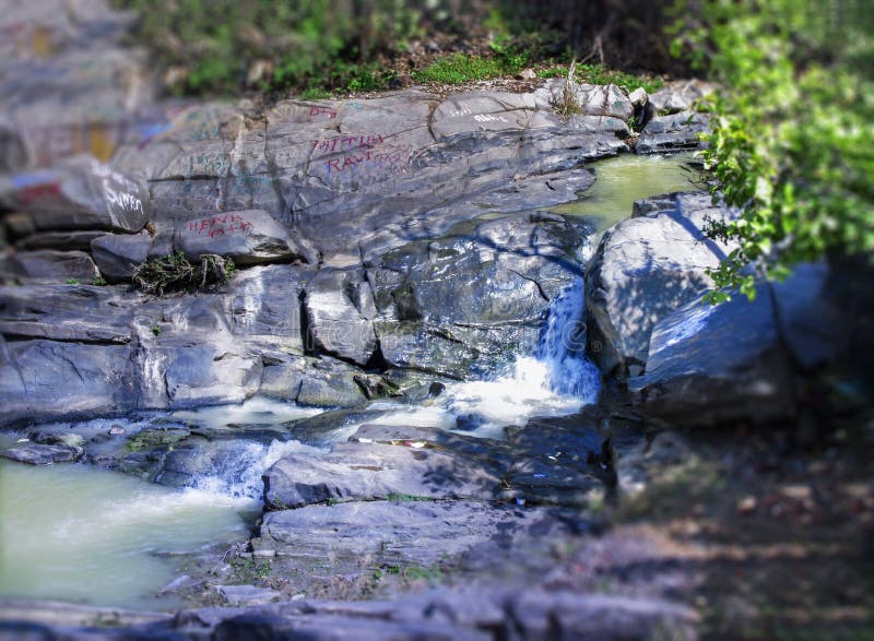 Water Stream between the Stones Where Lovers Wrote Names. Stock Image ...