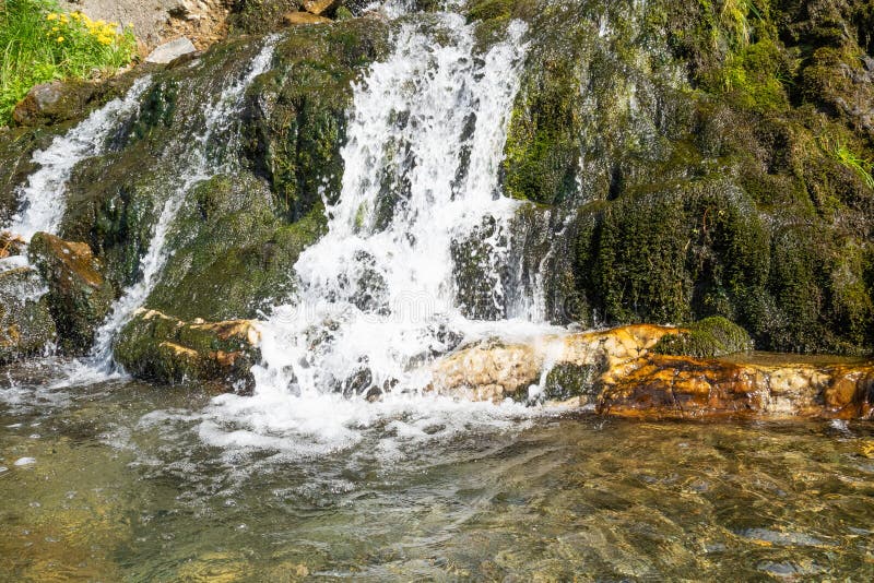 Water Stream Waterfall. Mountain Lake. Stock Image - Image of close ...
