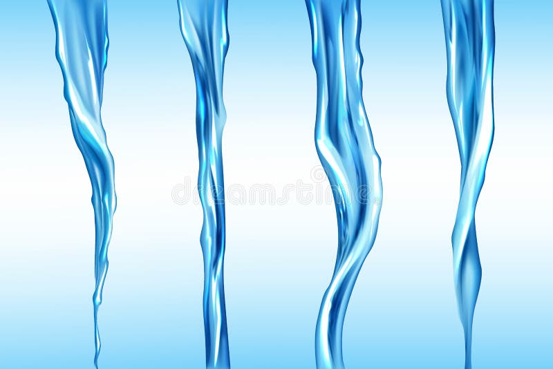 Water Streams Set, Isolated Flow Motion of Liquid Stock Vector ...