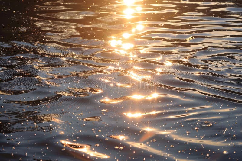 Water with Sunlight Reflections at Sunset Stock Photo - Image of ...
