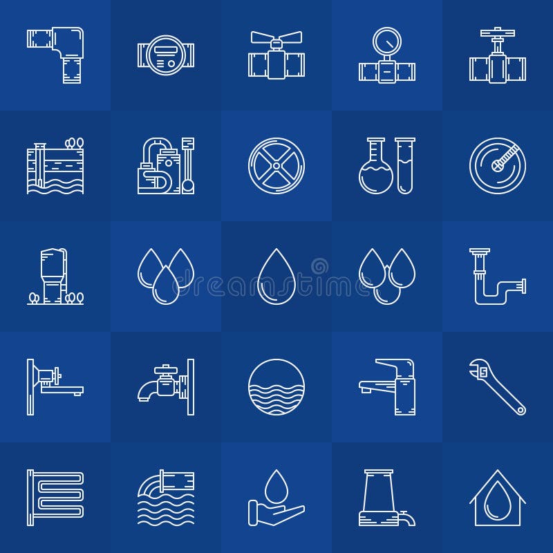 Water supply line icons stock vector. Illustration of elements - 62481396