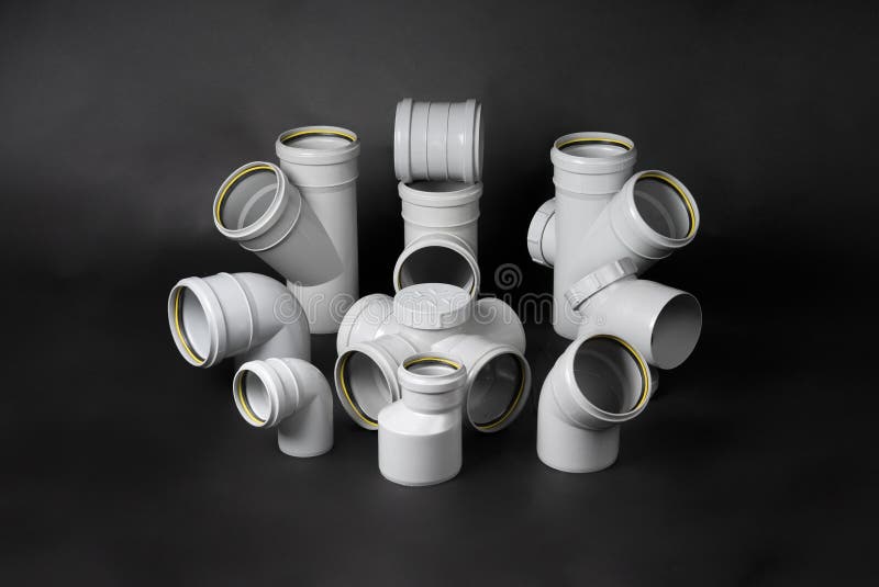 Sanitary PVC fittings stock image. Image of production - 36363687