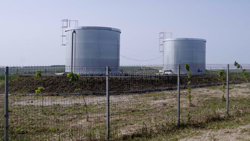 Water Supply System Featuring Large Cylindrical Storage Tanks ...