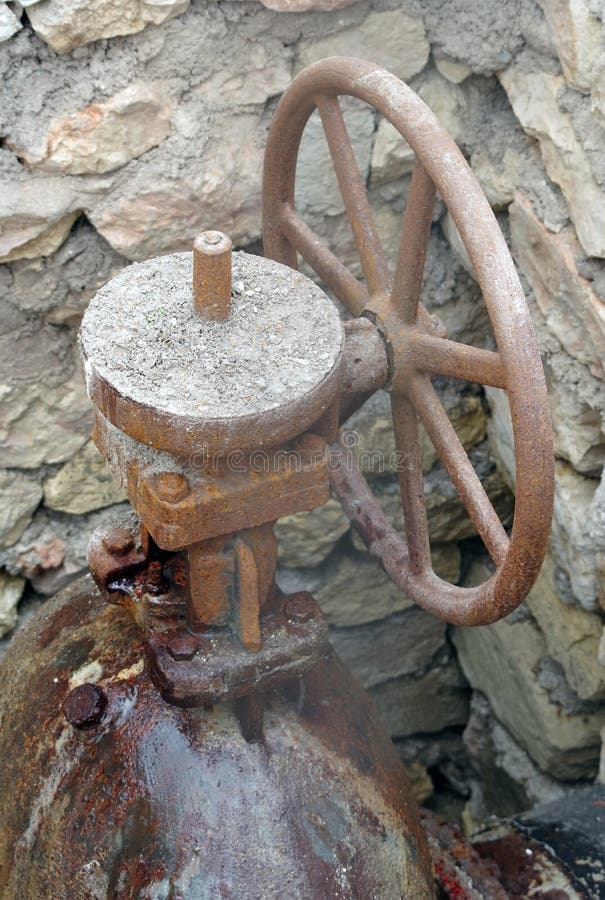 Water Supply System and Old Gate Valves Stock Image - Image of pipe ...