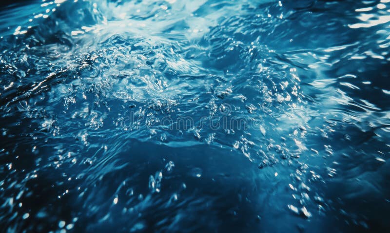 Water Surface with Bubbles and Ripples, Dynamic Movement, Blue Tones ...