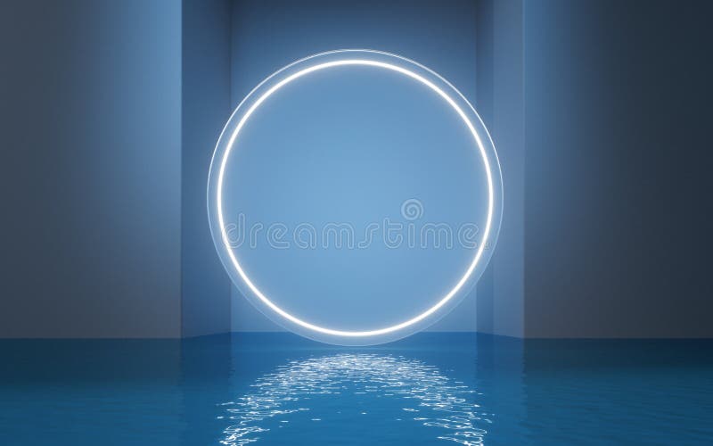Water Surface with Light Illuminated, 3d Rendering Stock Illustration ...
