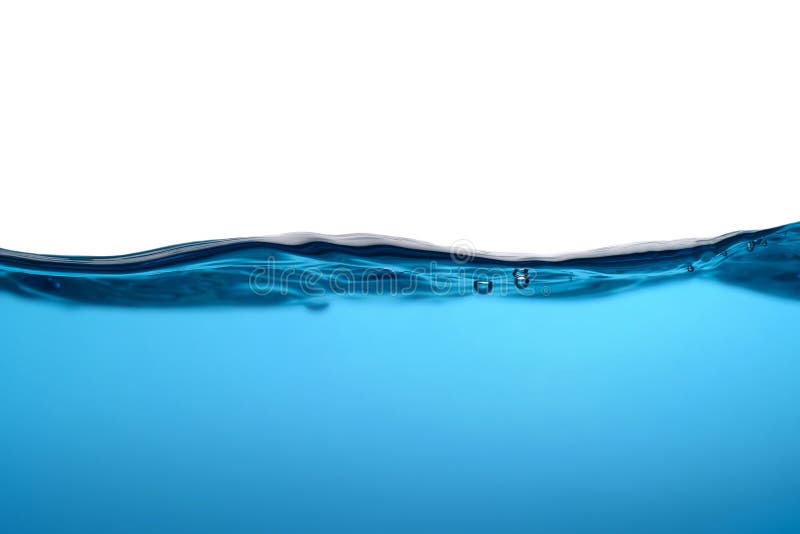 Water Surface Movement. White Background. Close-up View. Stock Photo ...