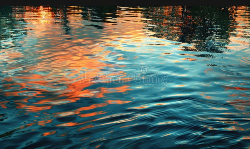 Water Surface Reflecting Sunset Light Stock Photo - Image of abstract ...