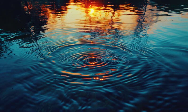 Water Surface Reflecting Sunset Light Stock Image - Image of sunset ...