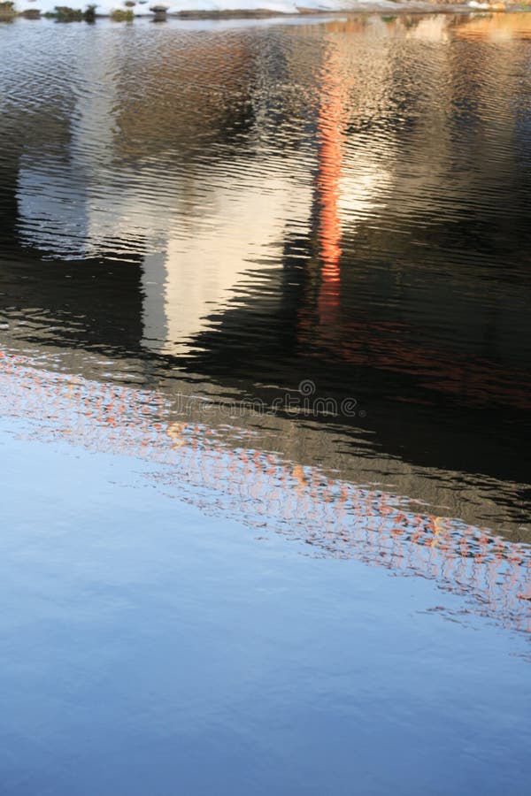 Water Surface with Reflection Stock Photo - Image of texture, bridge ...
