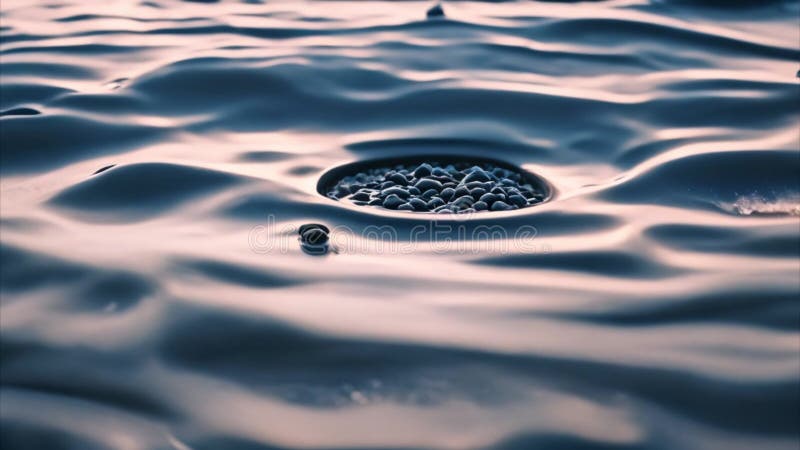 Water Surface with Ripple Effect and Small Round Objects Stock Footage ...