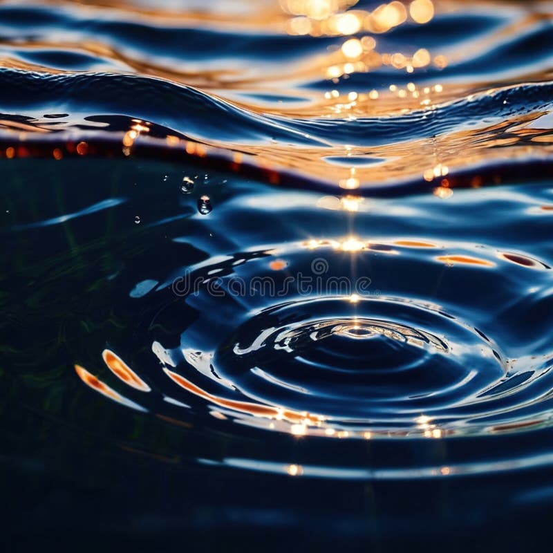 Water Surface Ripple, Liquid Wave Effect on Fresh Outdoor Water Stock ...