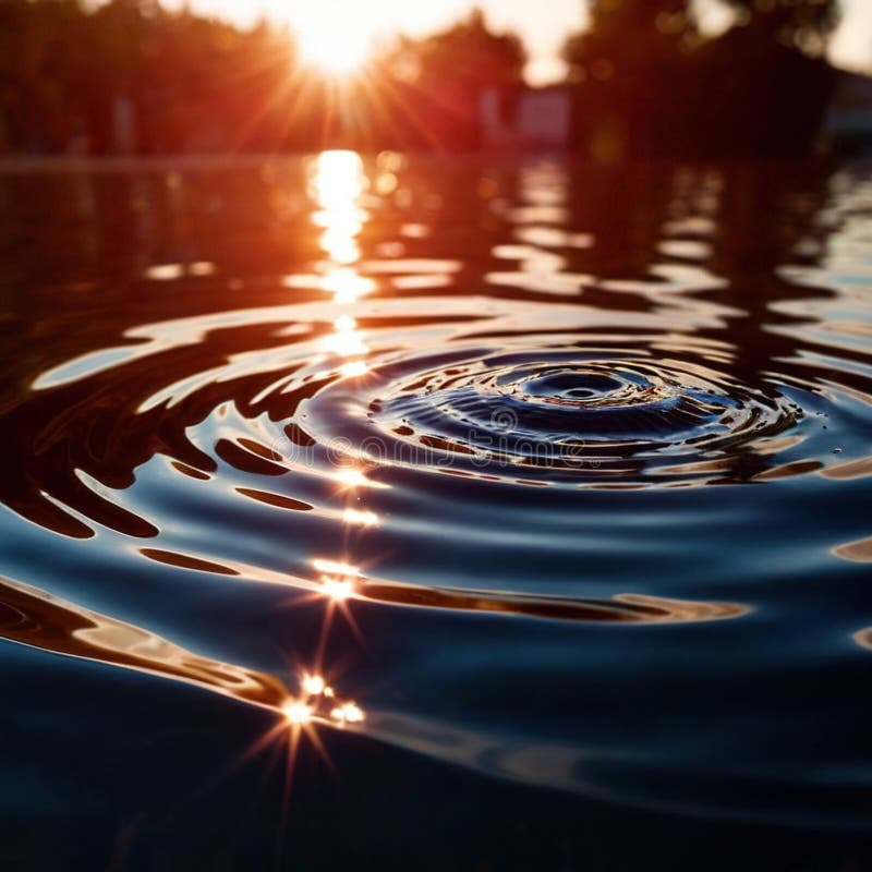 Water Surface Ripple, Liquid Wave Effect on Fresh Outdoor Water Stock ...