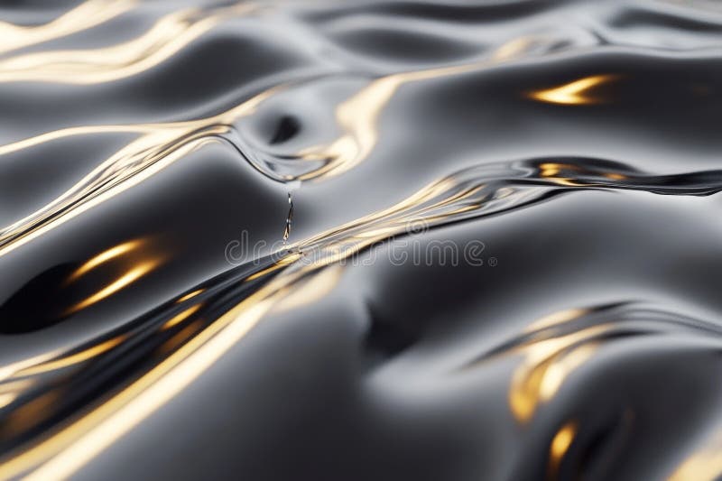 Water Surface with Shimmering Gold and Silver Reflections in the Form ...