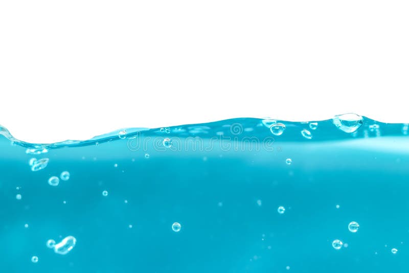 Water Surface Side View with Bubbles and Waves in the Isolated ...