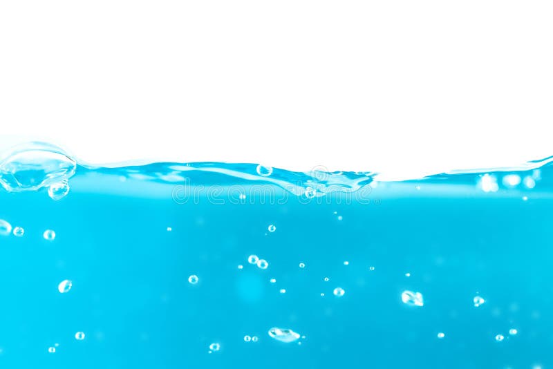Water Surface Side View with Bubbles and Waves in the Isolated ...