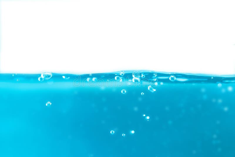 Water Surface Side View with Bubbles and Waves in the Isolated ...