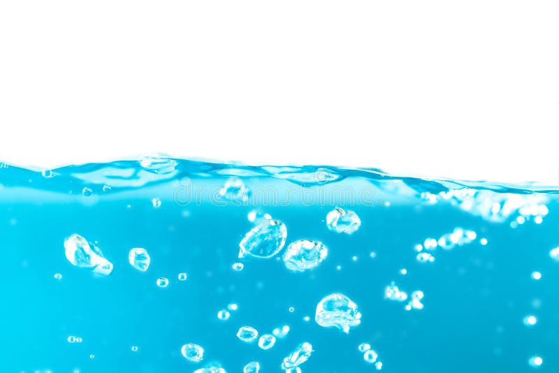 Water Surface Side View with Bubbles and Waves in the Isolated ...