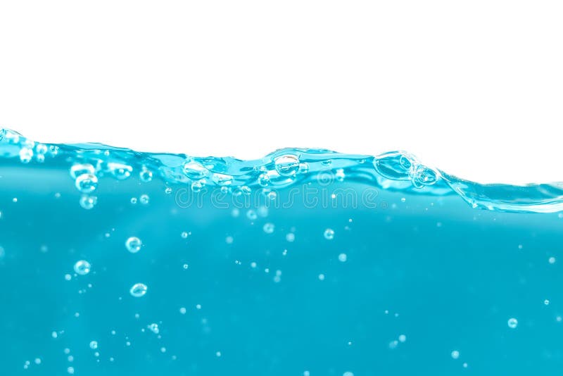 Water Surface Side View with Bubbles and Waves in the Isolated ...