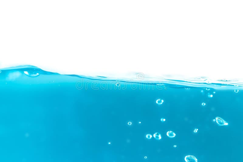 Water Surface Side View with Bubbles and Waves in the Isolated ...