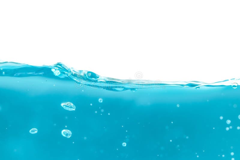 Water Surface Side View with Bubbles and Waves in the Isolated ...