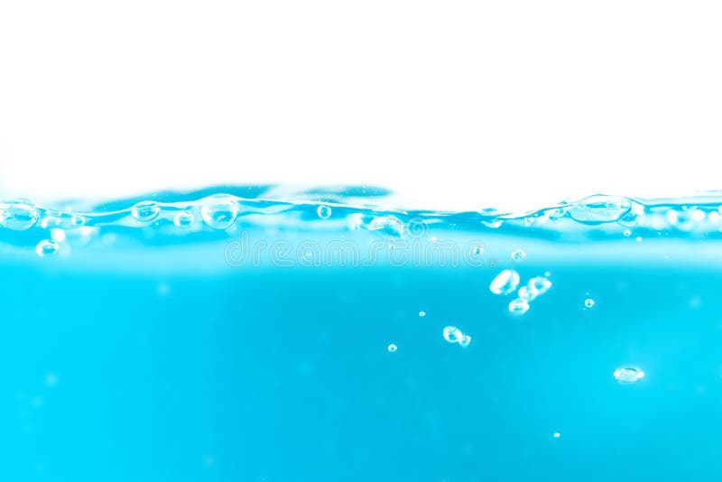 Water Surface Side View with Bubbles and Waves in the Isolated ...