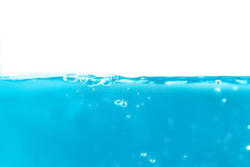Water Surface Side View with Bubbles and Waves in the Isolated ...