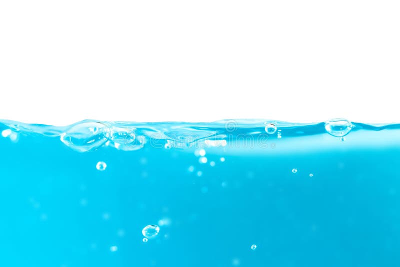 Water Surface Side View with Bubbles and Waves in the Isolated ...