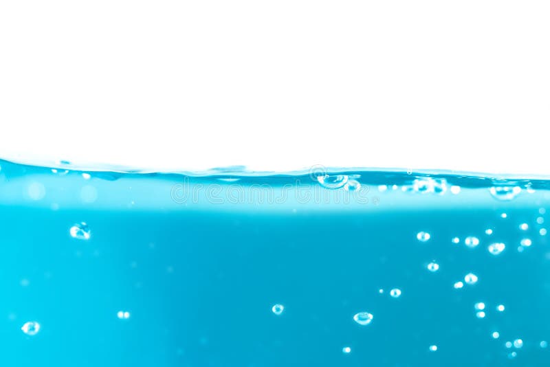 Water Surface Side View with Bubbles and Waves in the Isolated ...