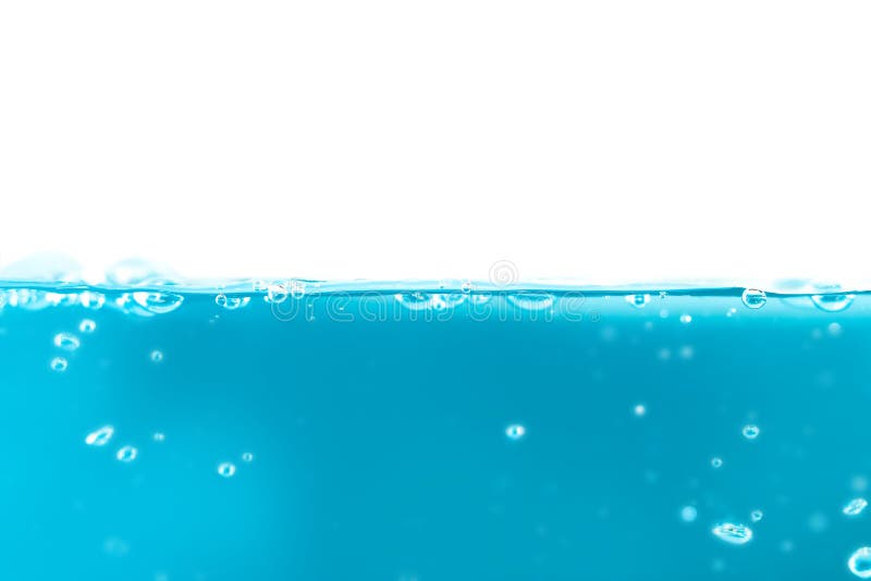 Water Surface Side View with Bubbles and Waves in the Isolated ...