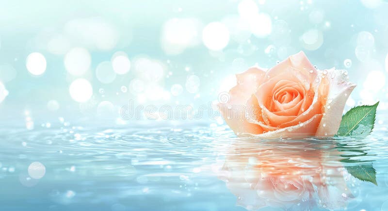 Water Surface with Soft Bokeh Reflection of Red Rose during Gentle Rain ...