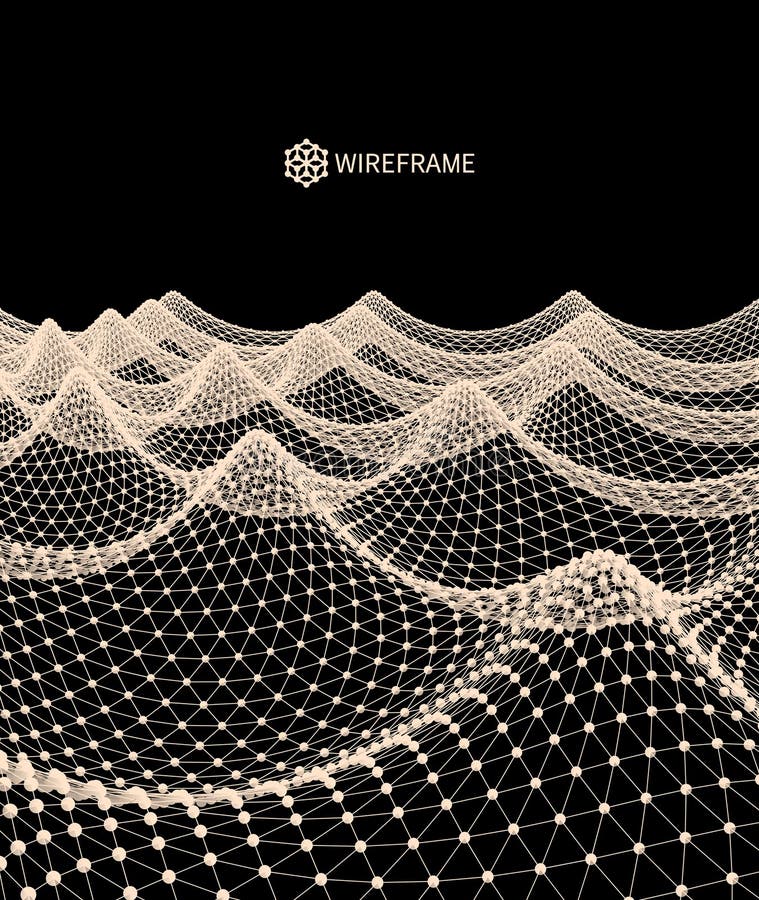 Water Surface. Wavy Grid Background. 3d Vector Illustration. Stock ...