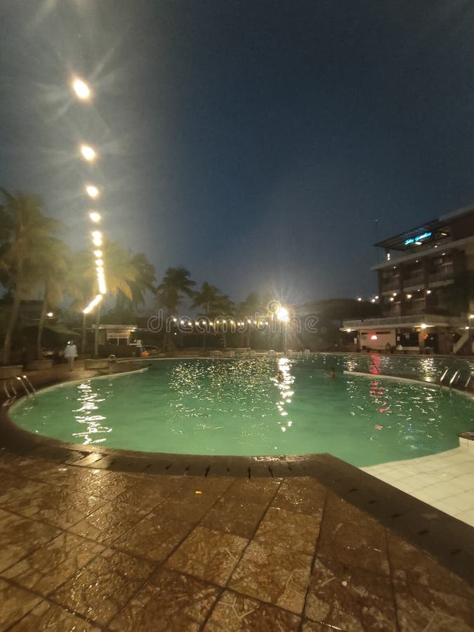 Water Swimming Pool Night Beautiful Stock Photo - Image of night, water ...