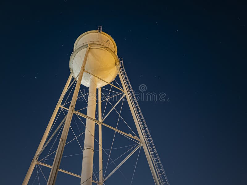 Water Tank Against a Clear Night Sky. Stock Photo - Image of view, city ...