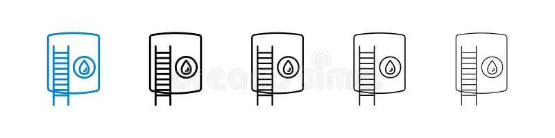 Water Tank Line Icon Isolated on White Background Stock Vector ...