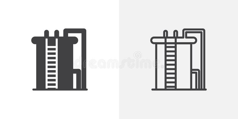 Water Tank Line Icon Isolated on White Background Stock Vector ...