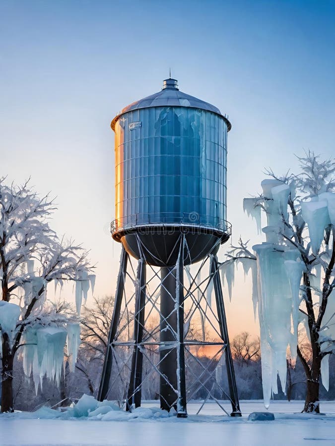 Water Tank Tower in Country Stock Illustration - Illustration of ...