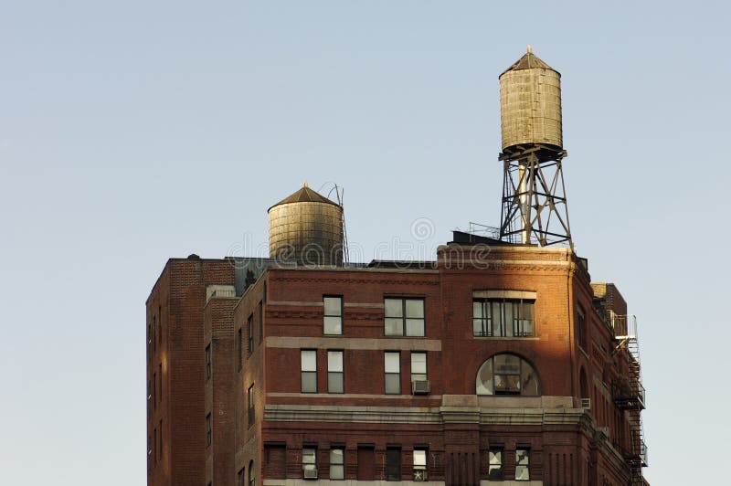 Rooftop Water Towers on NYC Buildings Stock Image - Image of york ...