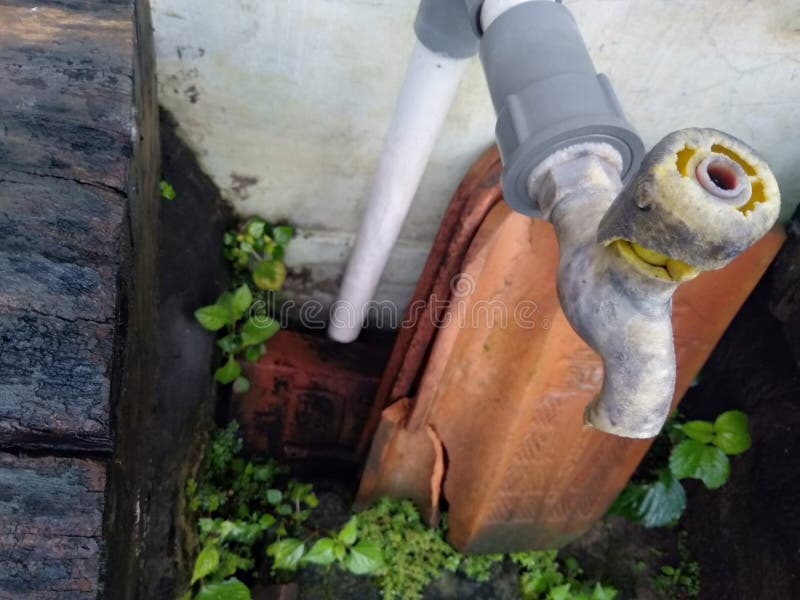The water tap is broken stock photo. Image of broken - 269482658