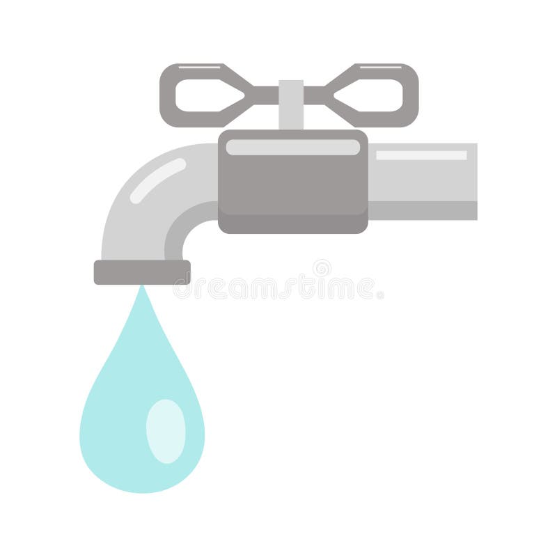 Water Tap and Water Cartoon Object on White Background, Vector ...