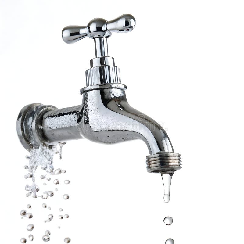 Water Tap with Dripping Water, Plumbing Concept Isolated Stock ...