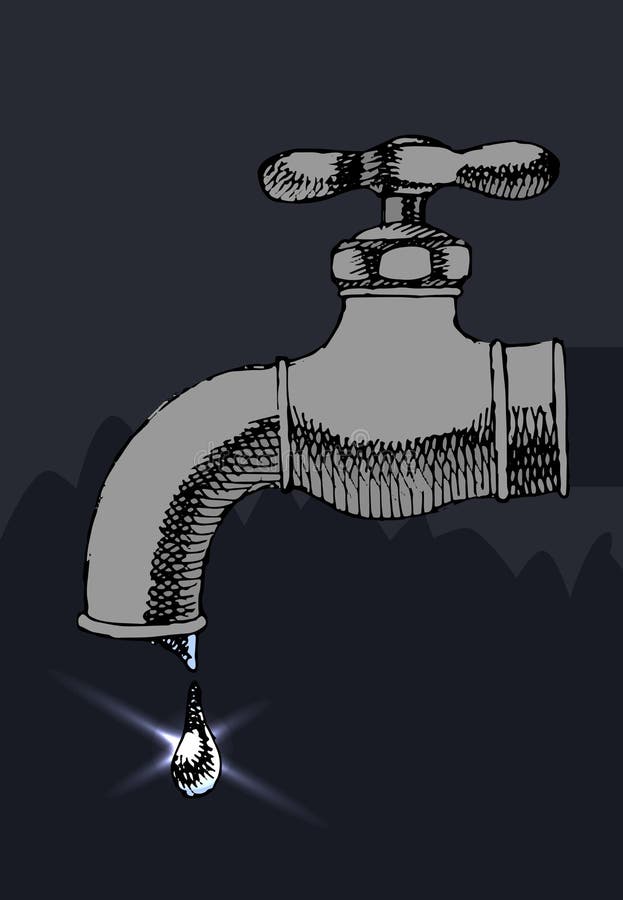 Water tap with drop stock illustration. Illustration of color - 73123878