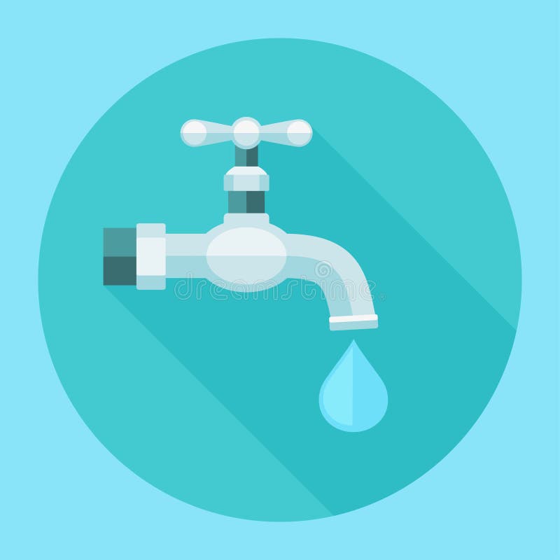 Water Tap Flat Icon with Long Shadow Stock Vector - Illustration of ...