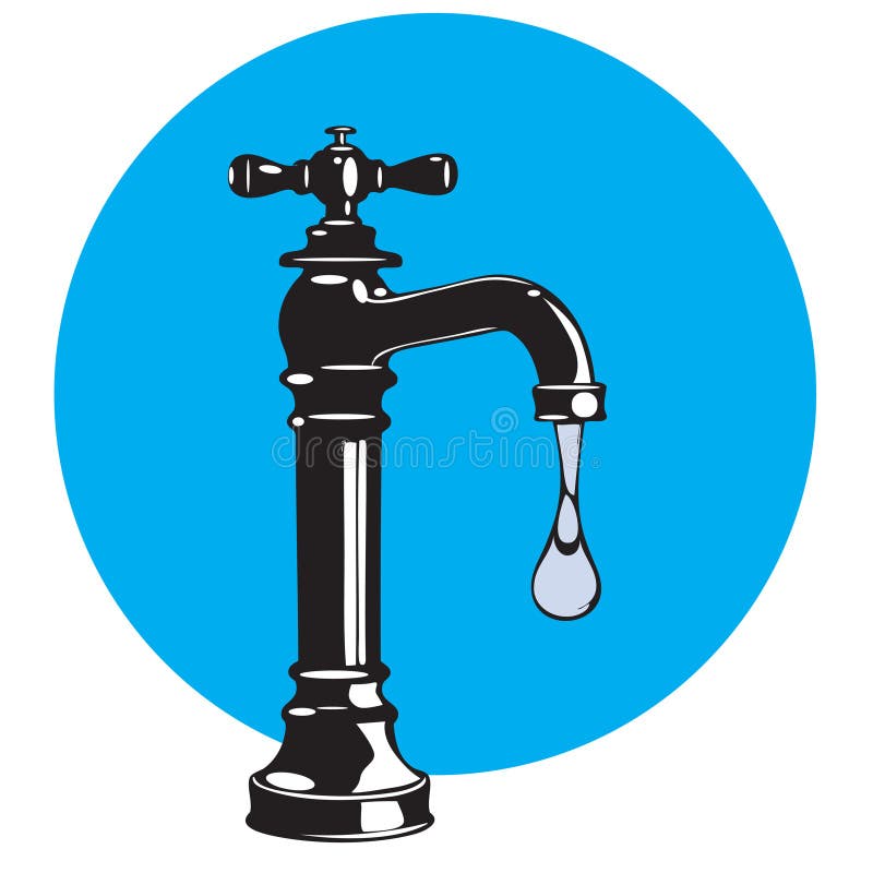 Water Tap with Flowing Water Stock Vector - Illustration of water ...