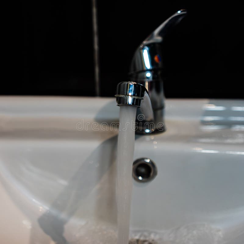 Water Tap with Flowing Water. Selective Focus Stock Image - Image of ...