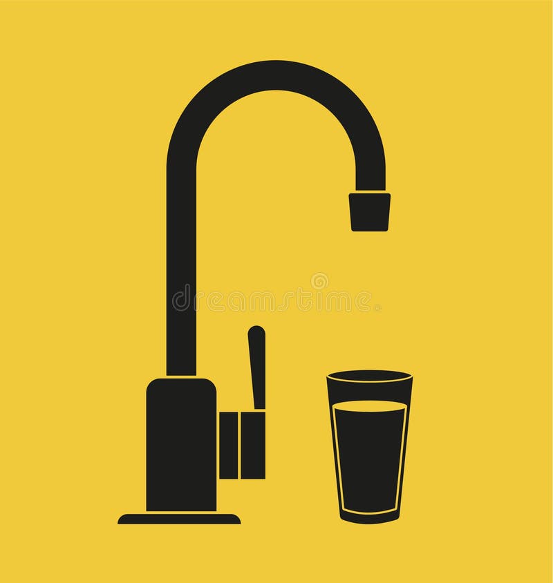 Water Tap with Glass. Filling Cup Beverage Stock Vector - Illustration ...
