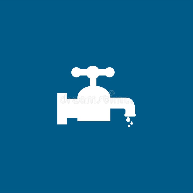 Water Tap Icon on Blue Background. Blue Flat Style Vector Illustration ...